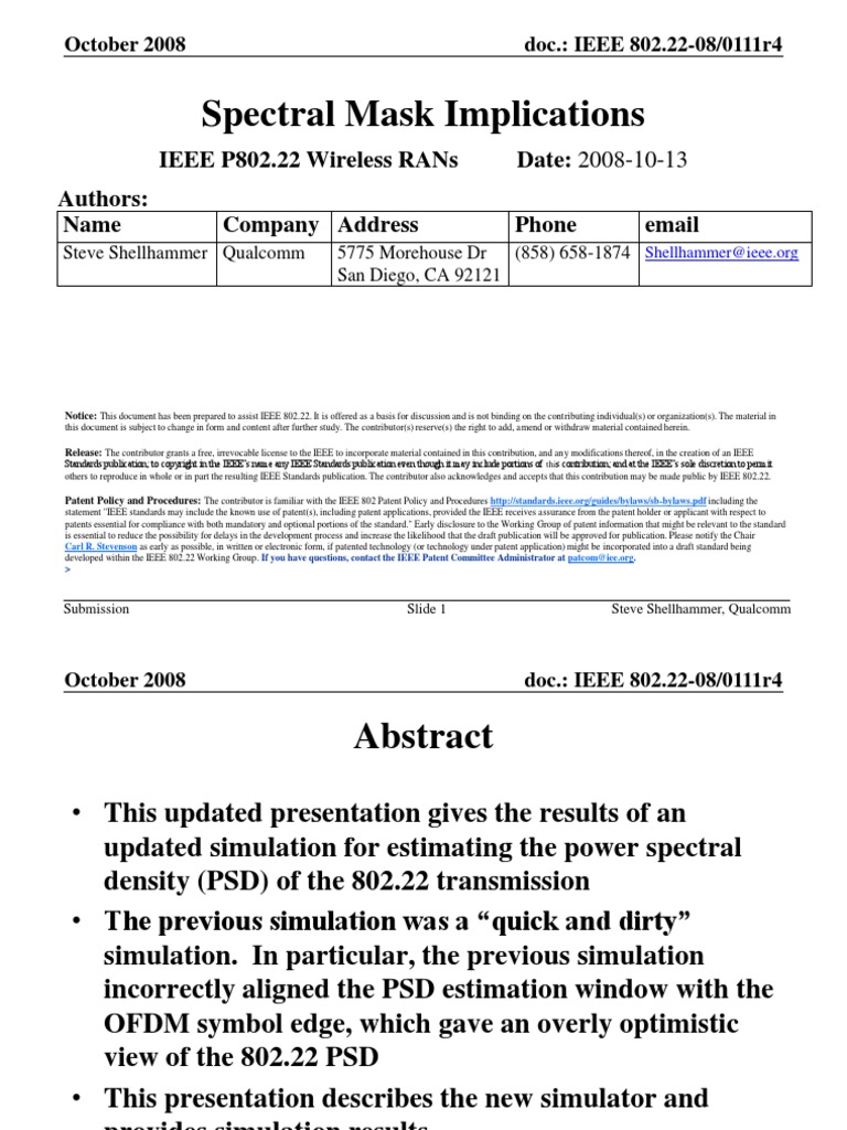 Spectral Mask Implications | PDF