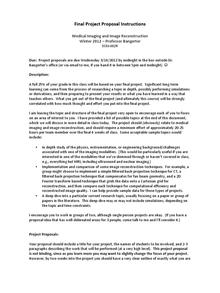 Project Proposal | PDF | Medical Imaging | Magnetic Resonance Imaging