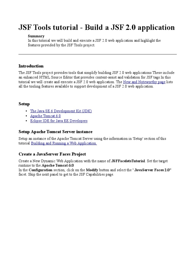 JSF 2.0 Tutorial Eclipse | Download Free PDF | Java Server Faces | Xhtml