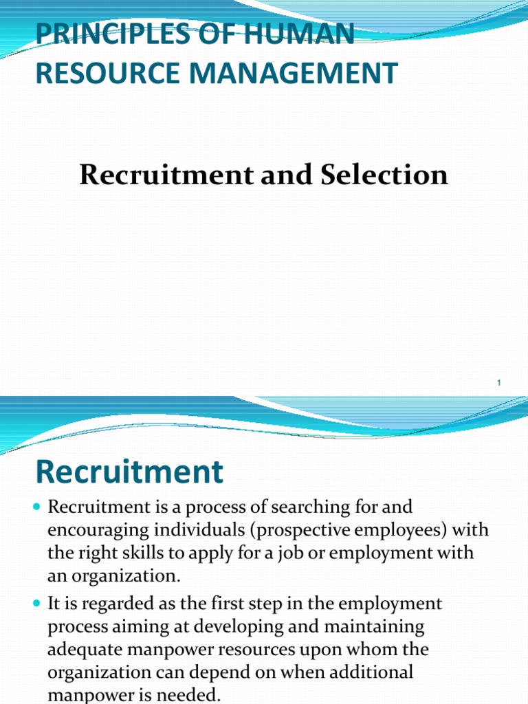 Principles of Human Resource Management: Recruitment and Selection ...
