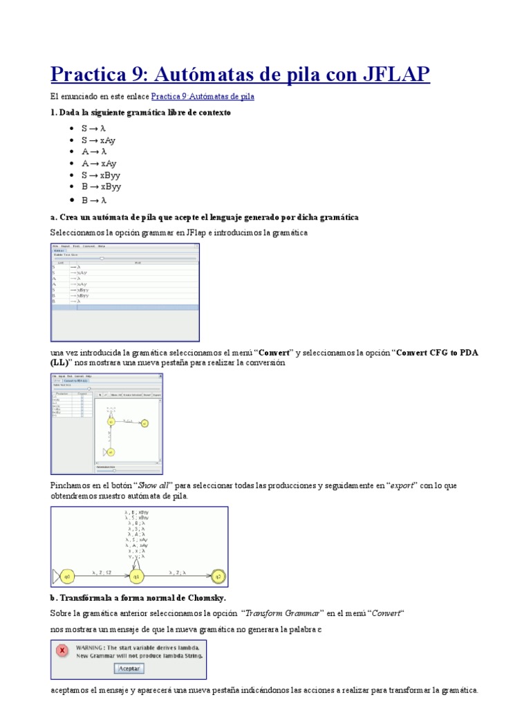Hacer Un Automata de Pila Con Jflap | PDF | Metalogica | Sintaxis (Lógica)