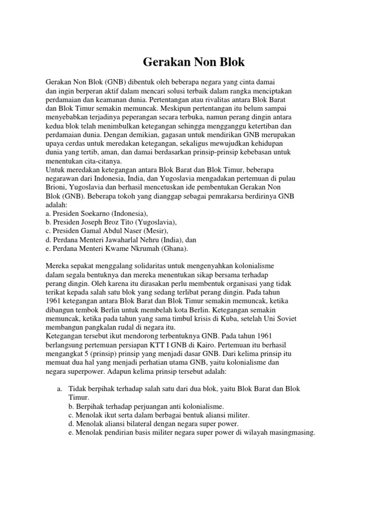 Gerakan Non Blok | PDF