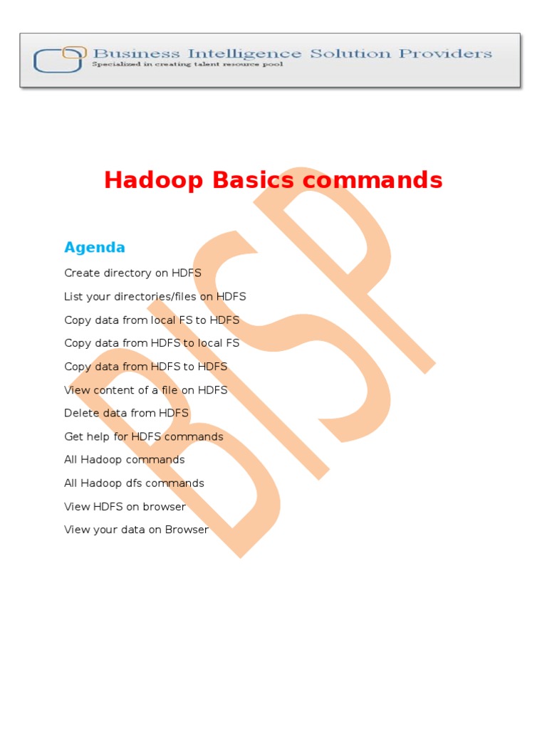 Hadoop Basic Commands | PDF Hadoop Basic Commands | PDF