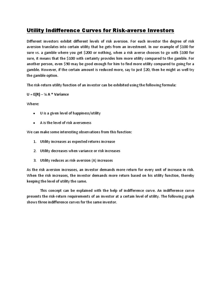 Utility Indifference Curves For Risk | PDF | Utility | Risk Aversion