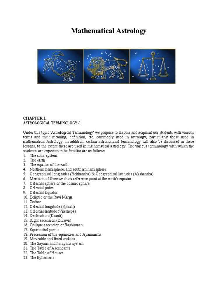 Mathematical Astrology | PDF | Zodiac | Equator