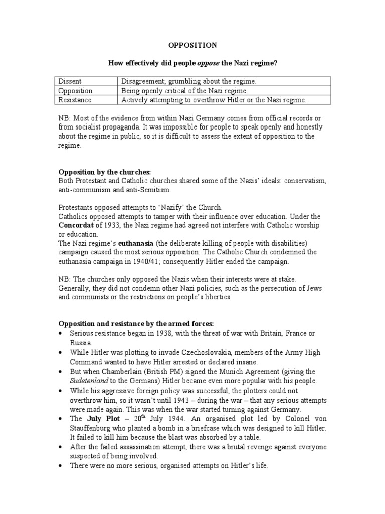 Yr12 Opposition To The Nazis | Download Free PDF | German Resistance To ...