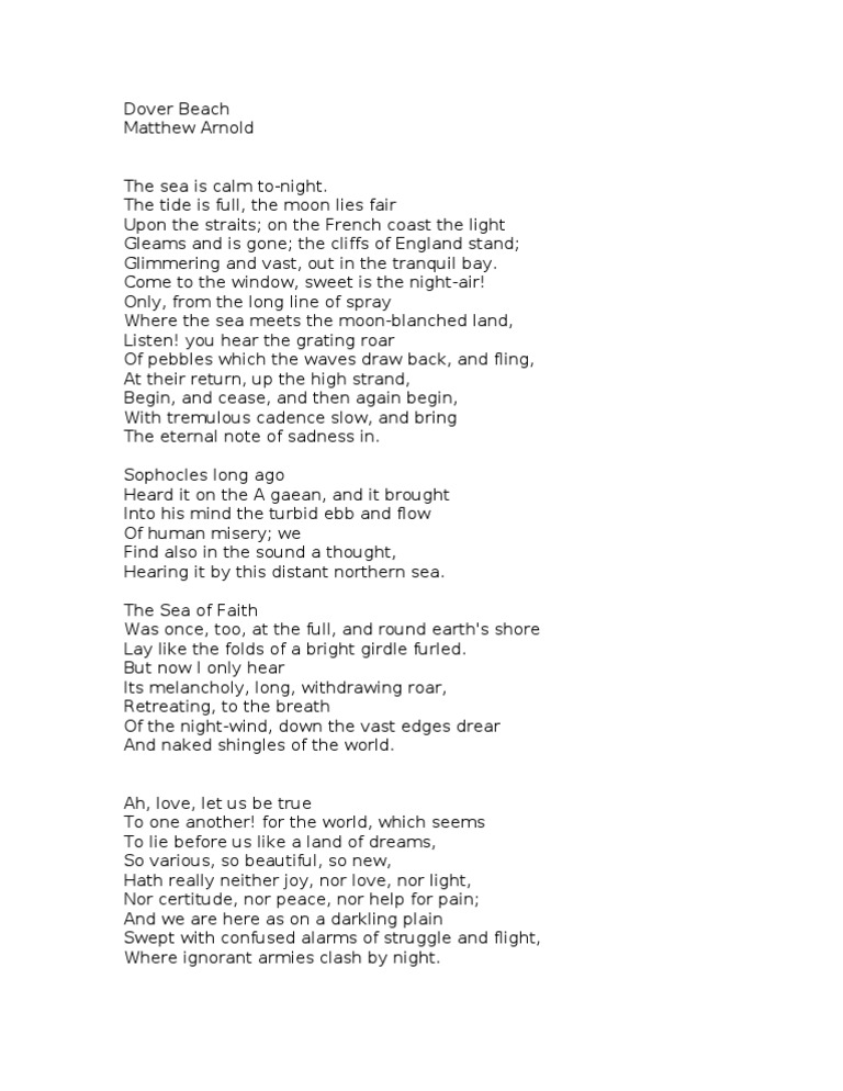 Dover Beach: A Poem by Matthew Arnold | PDF