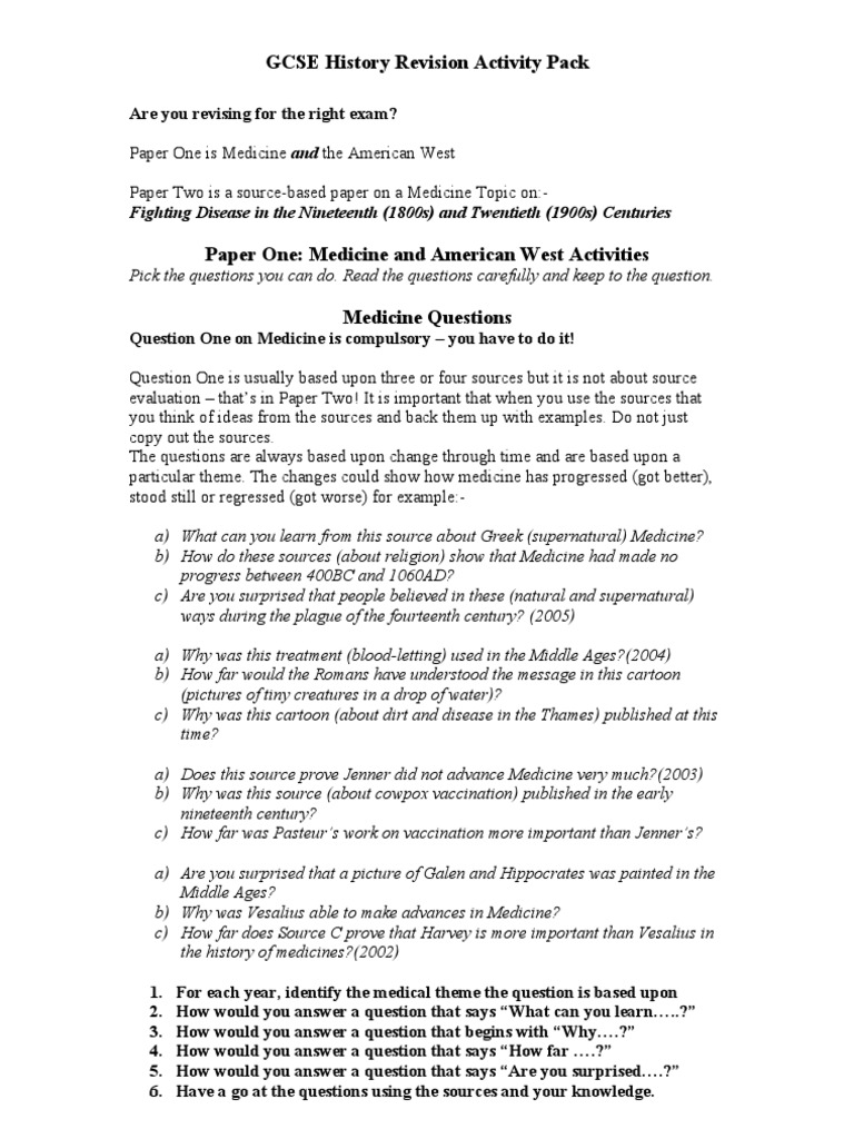 GCSE History Medicine Revision Guide | PDF | Louis Pasteur | Surgery