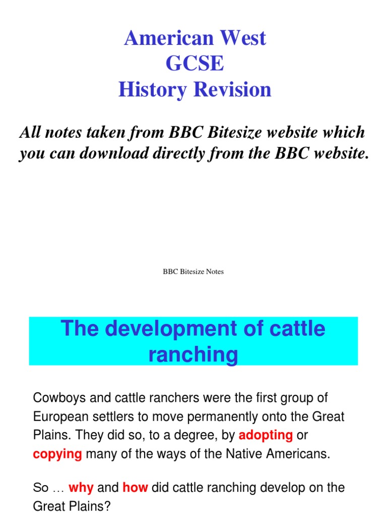 GCSE History American West Revision | Download Free PDF | Battle Of The ...
