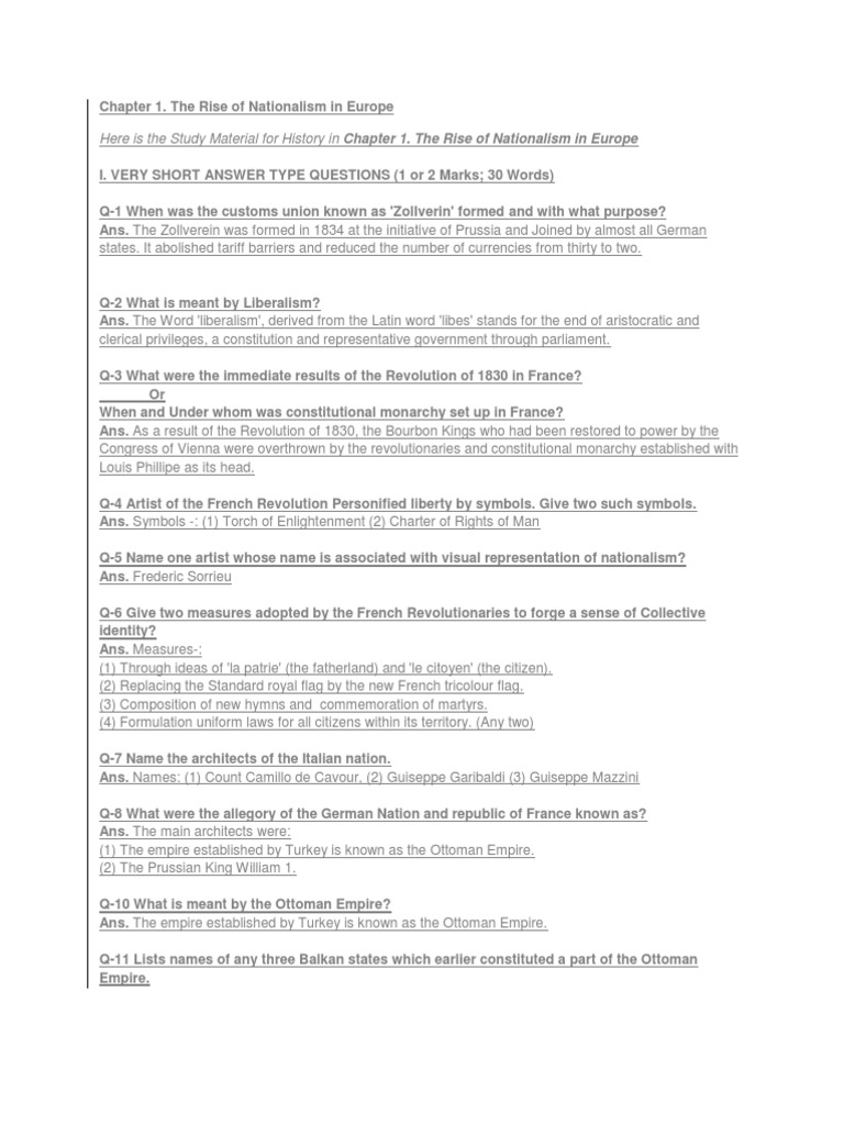 European Nationalism Study Guide | PDF | France | Liberalism