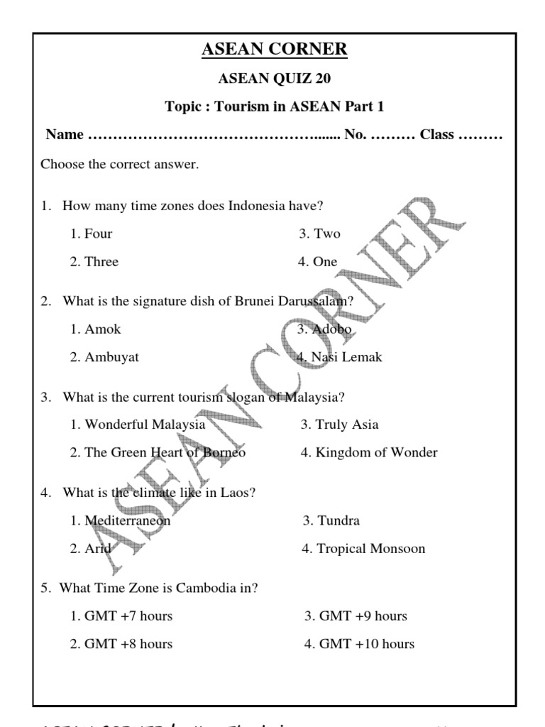 Asean Quiz 20 | PDF