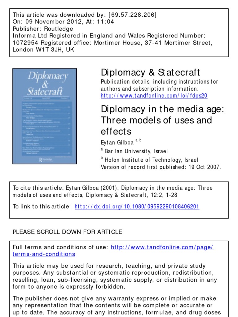 Diplomacy and Statecraft | PDF | Public Diplomacy | Diplomacy