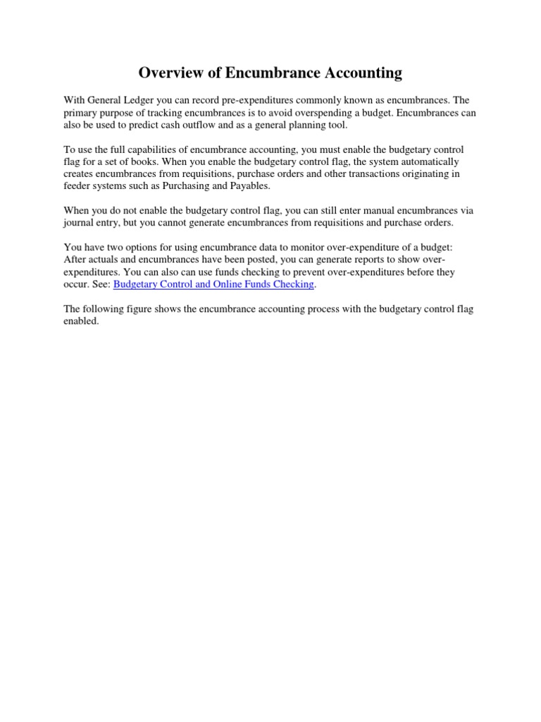 Overview of Encumbrance Accounting: Budgetary Control and Online Funds ...