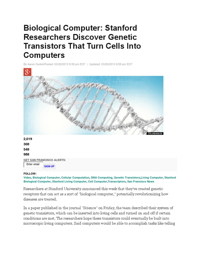 Biological Computer: Stanford Researchers Discover Genetic Transistors ...
