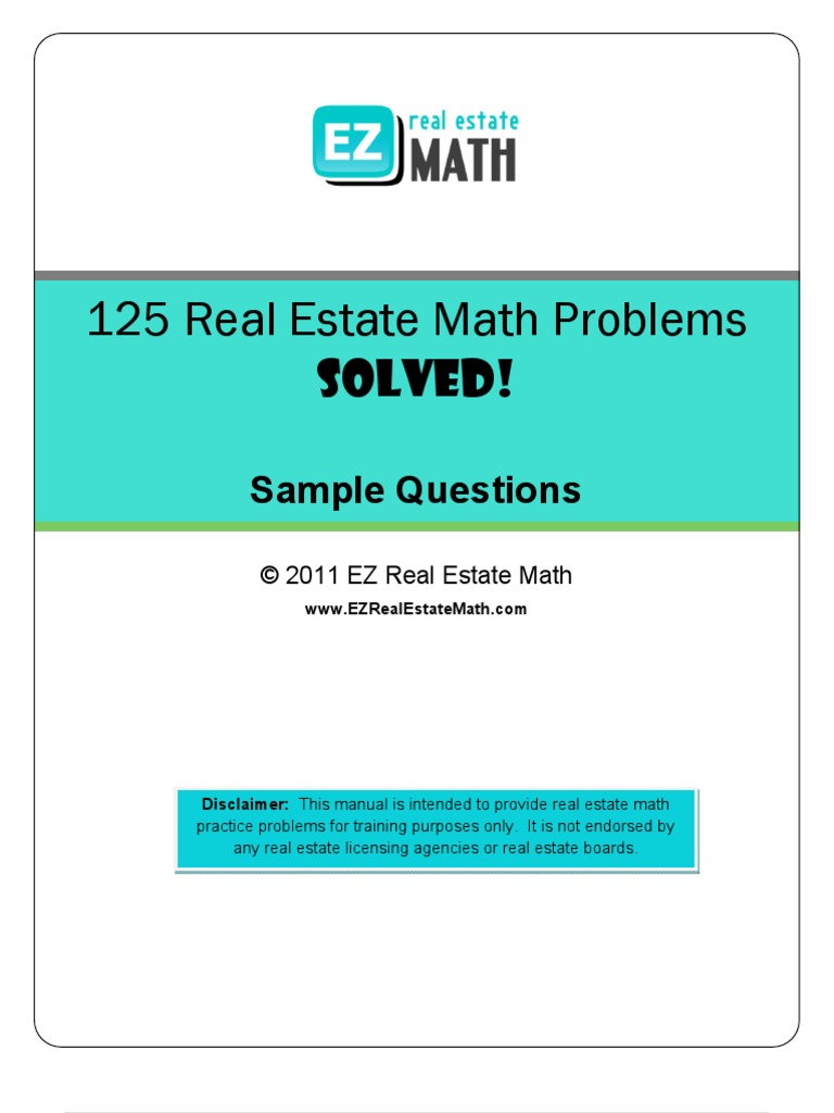 125 Real Estate Math Problems Solved Sample | Real Estate Broker | Interest