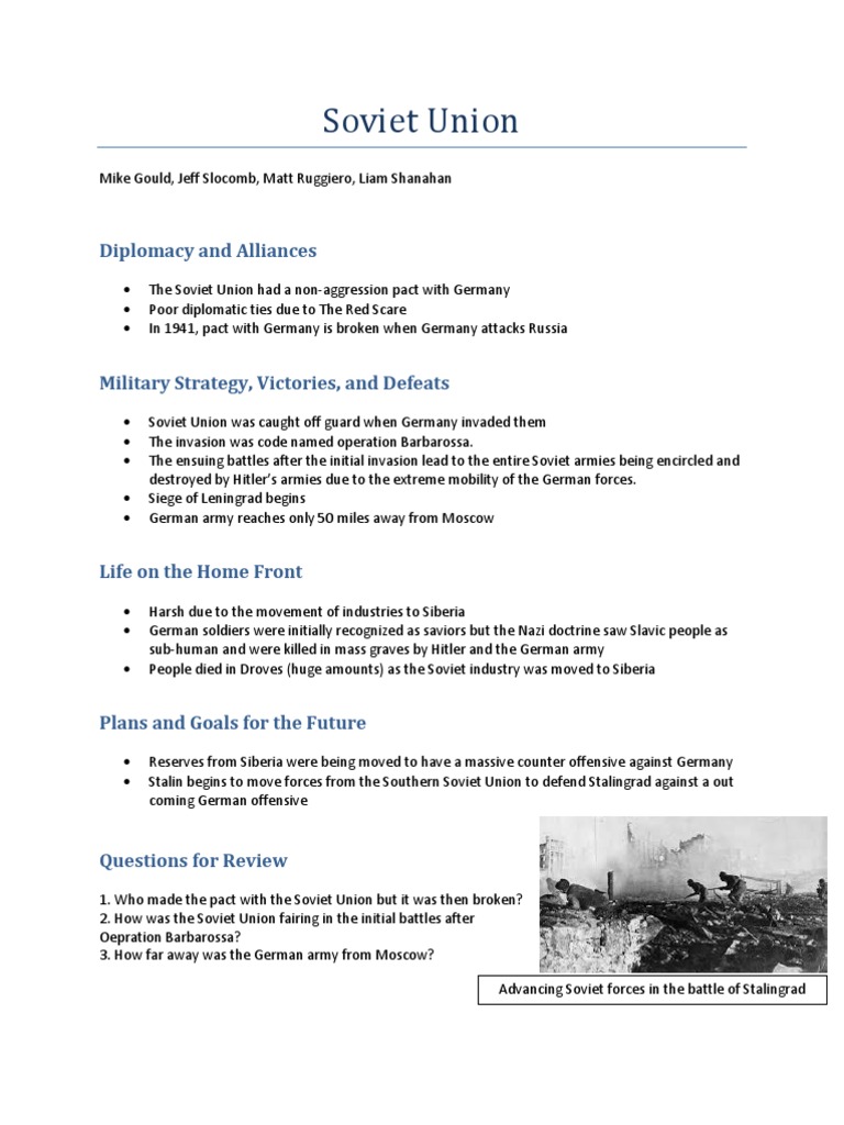 Soviet Union in WWII A | PDF