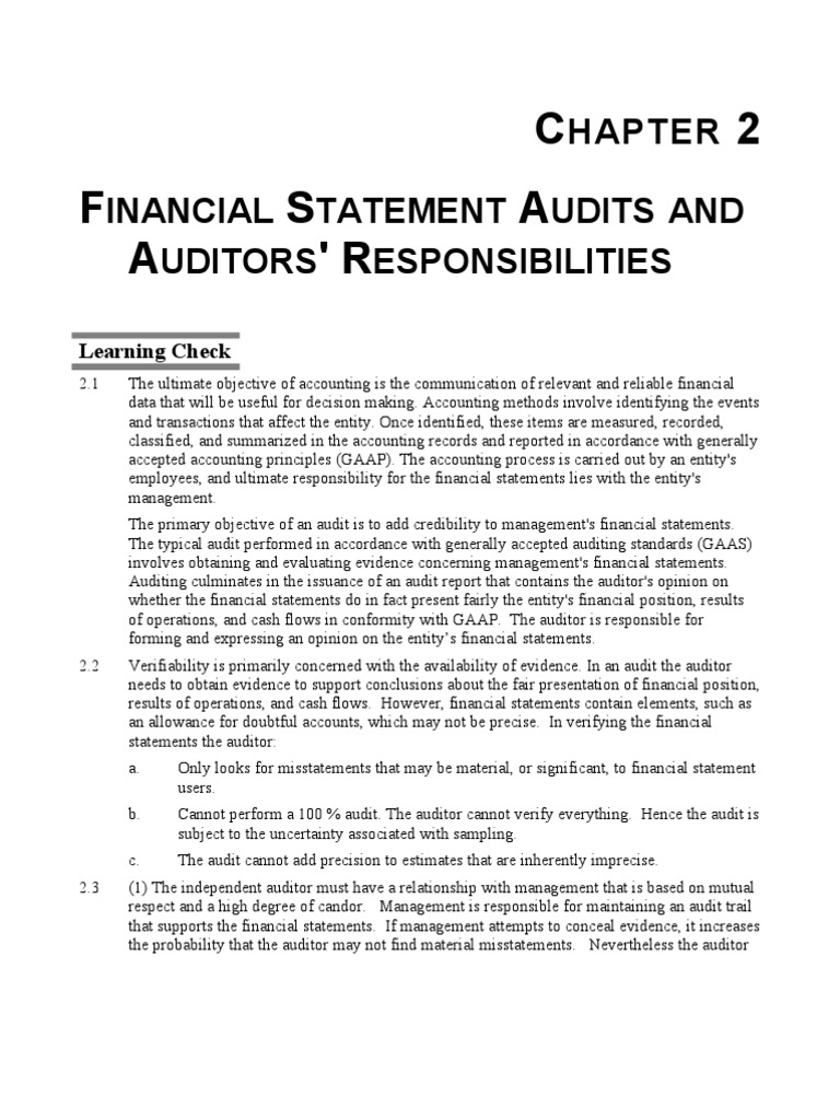 Financial Statement Audits Overview | PDF | Financial Audit | Auditor's ...