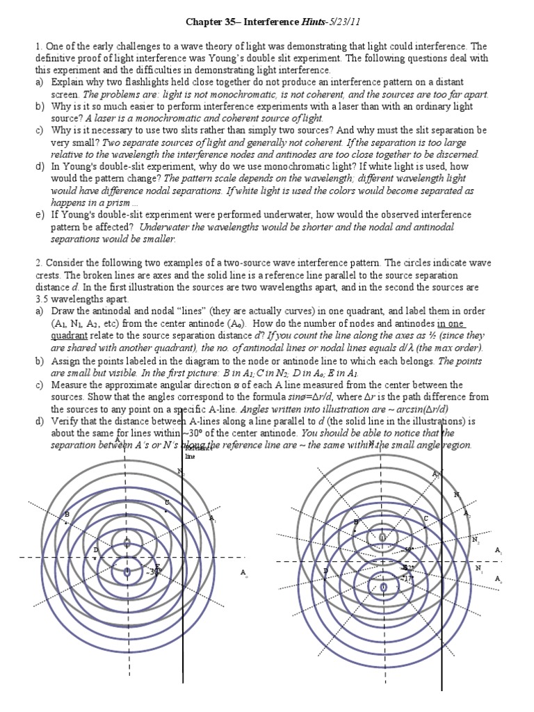 Chapter 35 - Interference Hints-5/23/11: Reference Line N A | PDF | Interference (Wave ...