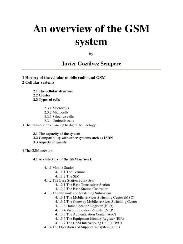 An Overview of The GSM System | PDF | Cellular Network | Channel Access ...