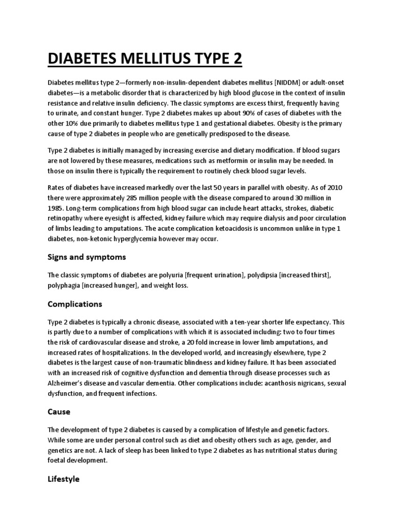 Diabetes Mellitus Type 2 | PDF | Diabetes Mellitus Type 2 | Metabolic ...