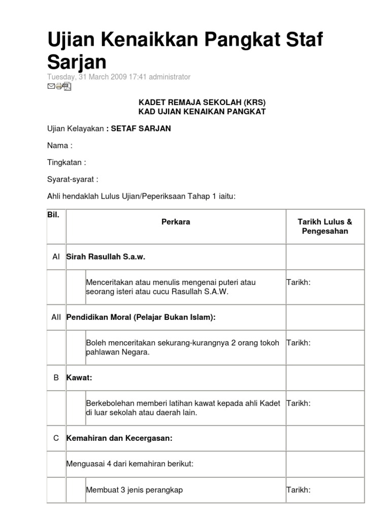 Ujian Kenaikkan Pangkat Staf Sarjan | PDF