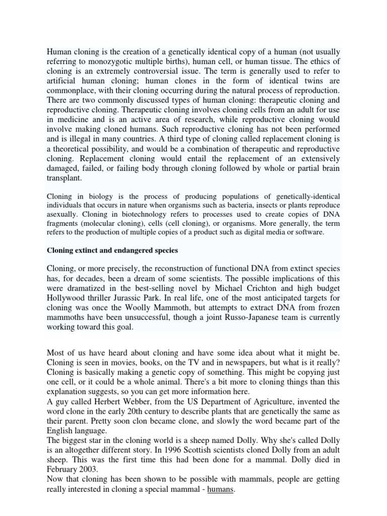 Understanding Human Cloning Ethics | PDF | Cloning | Zoology