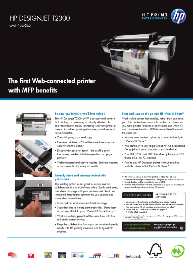 HP Desingjet MFP t2300 | Download Free PDF | Image Scanner | Printer ...