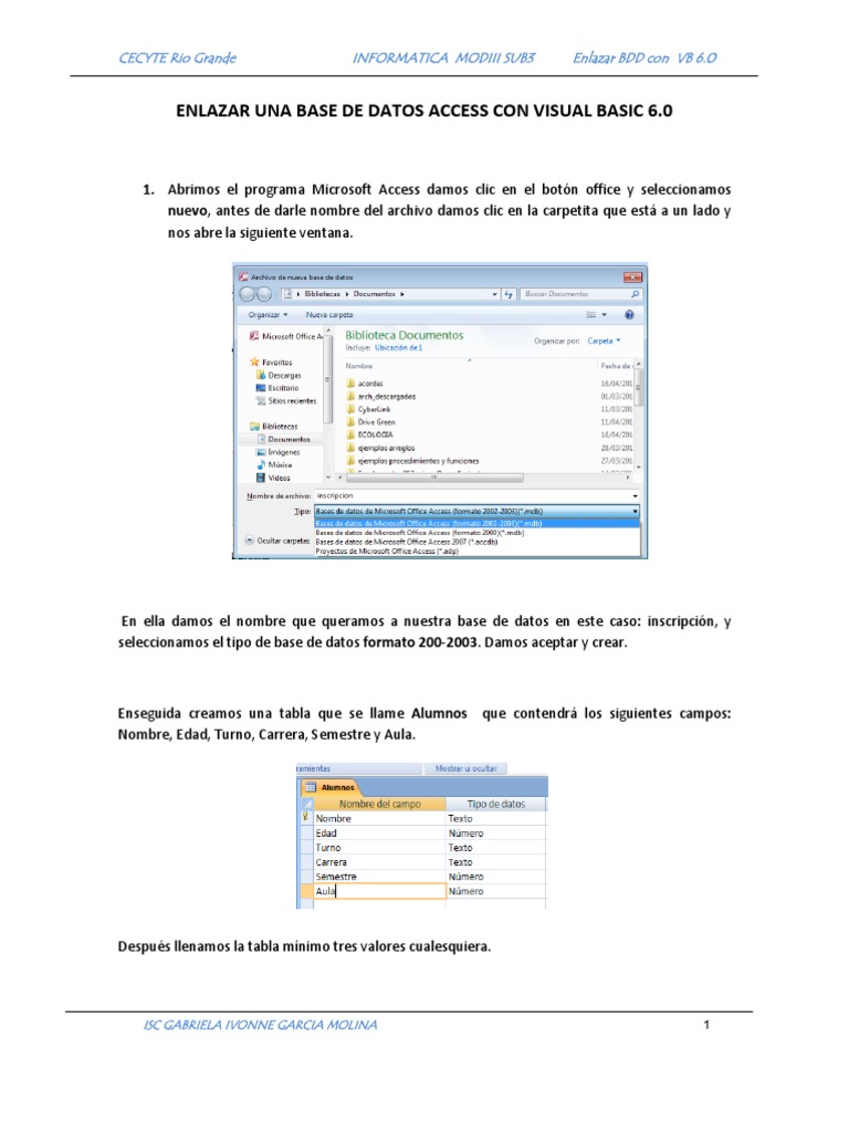 Enlazar Una Base de Datos Access Con Visual Basic 6 | PDF | Active X Data Objects | Software de ...