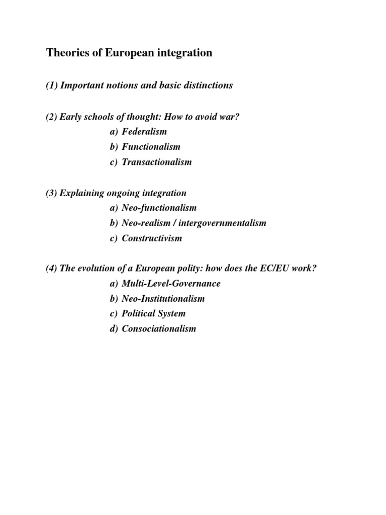Theories of European Integration | PDF | International Relations ...