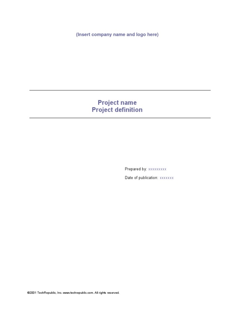 Project Definition Template | Download Free PDF | Risk | Goal