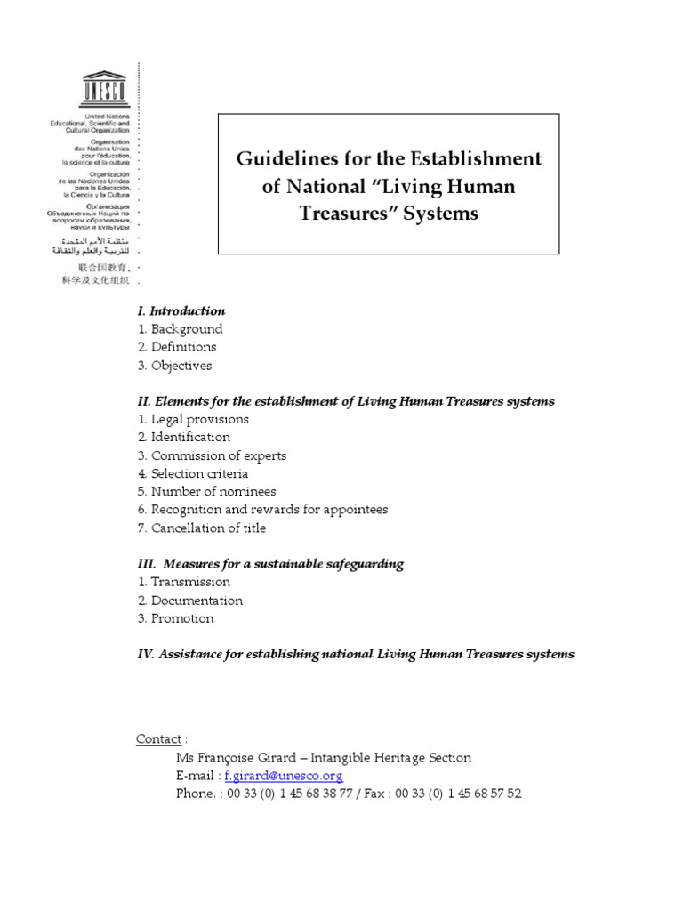 Living National Treasure, UNESCO | PDF | Cultural Heritage | Further ...