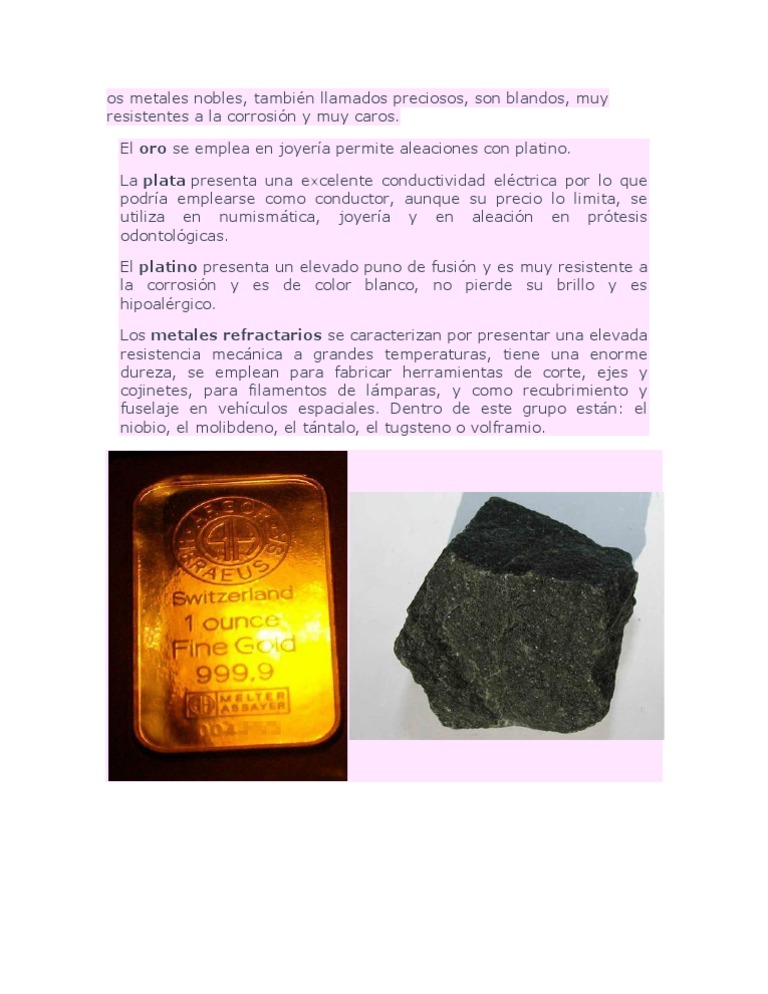 Metales Nobles | PDF | Tecnología