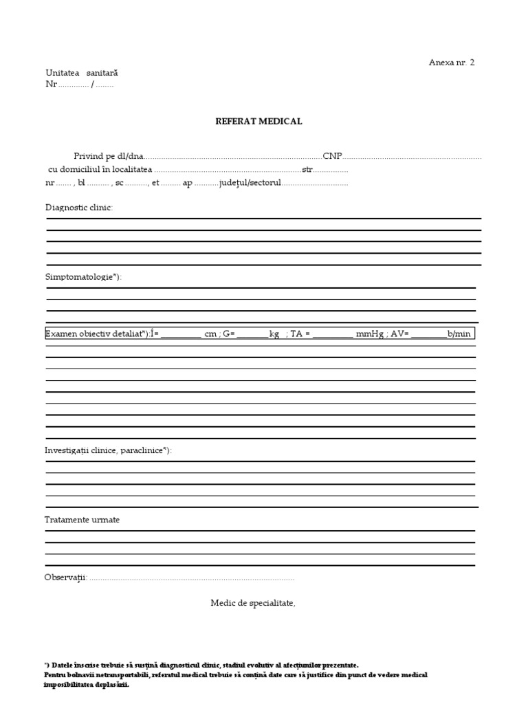 Referat Medical PT Comisia Expertiza - Medic Specialist | PDF