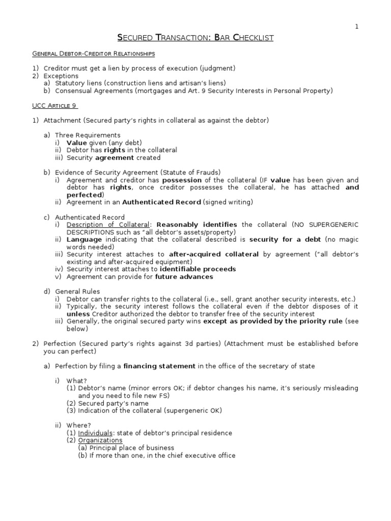 Secured Transactions Bar | PDF | Security Interest | Lien