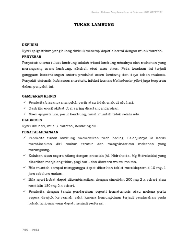 Penanganan Tukak Lambung di Puskesmas | PDF