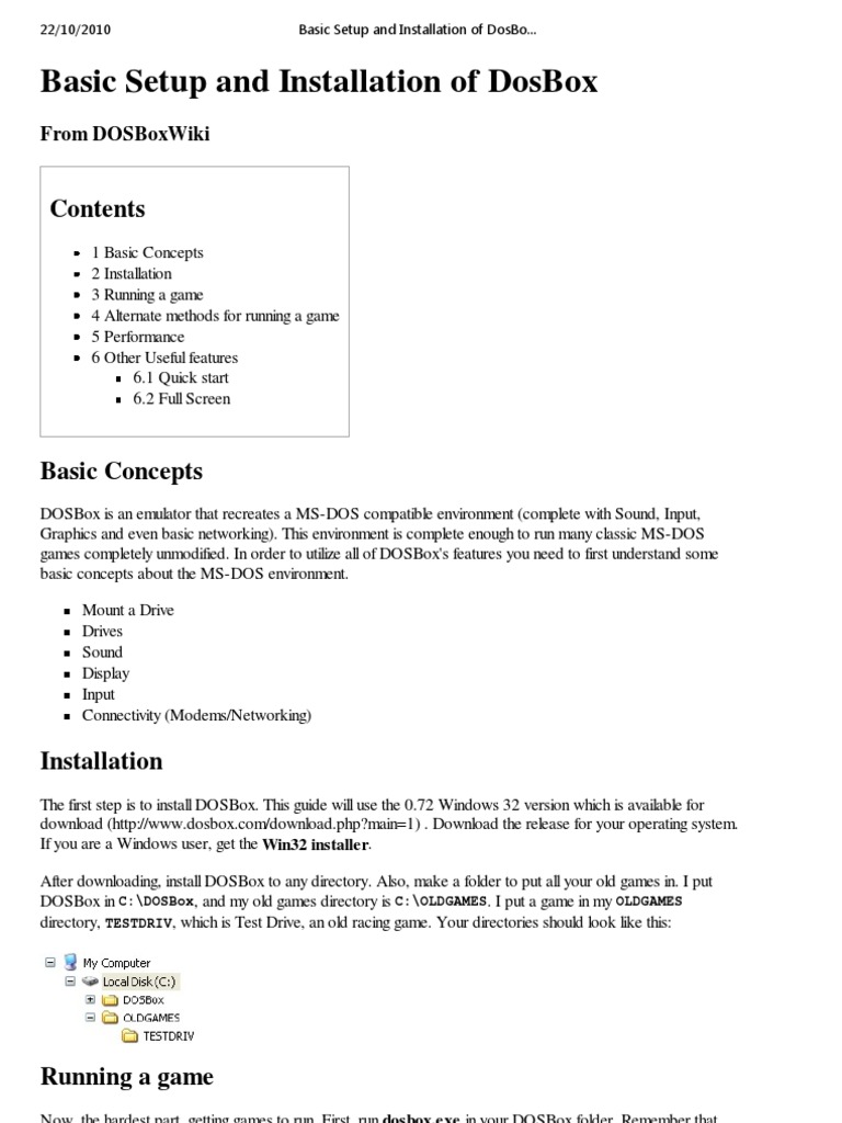 Basic Setup and Installation of DosBox | PDF | Computer Engineering | Microcomputers