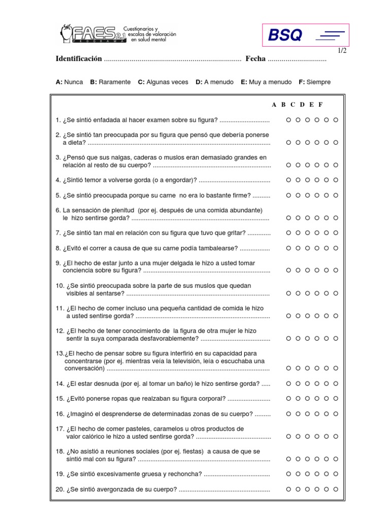 MEDICINA_Test-BSQ - Cuestionario Sobre La Imagen Corporal