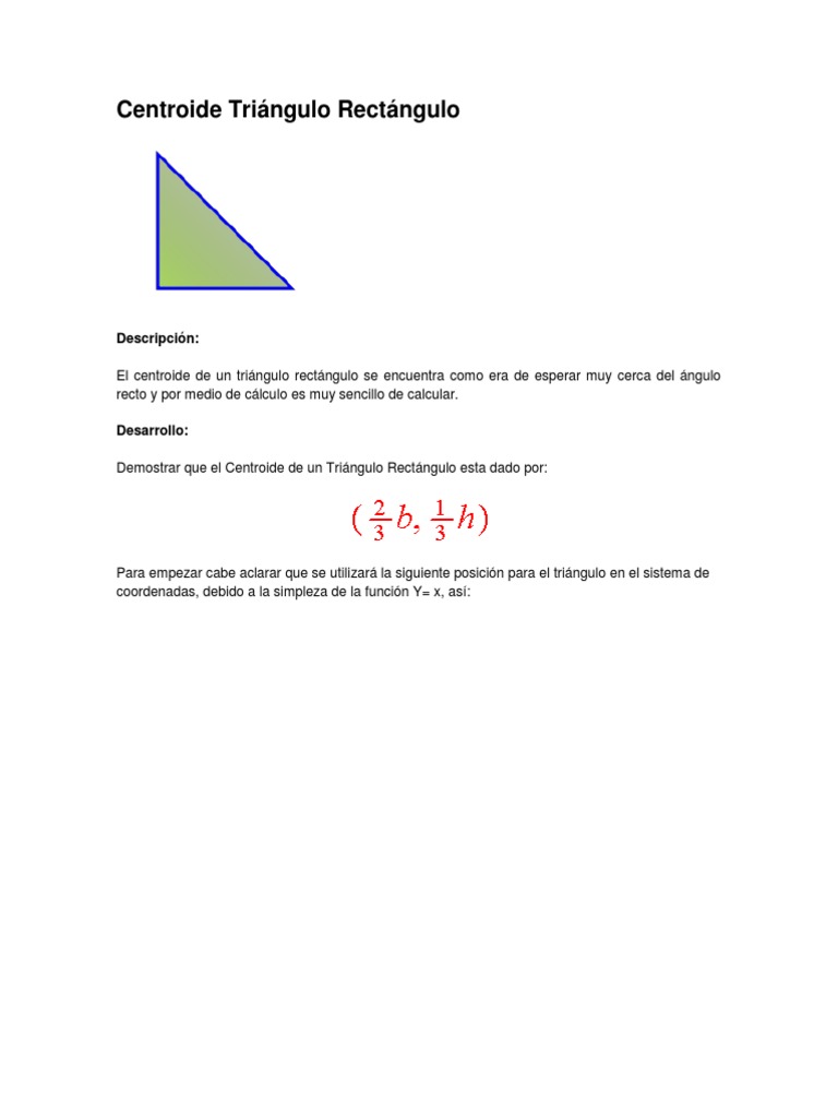 Centroide de un Triángulo Rectángulo | PDF | Rectángulo | Triángulo