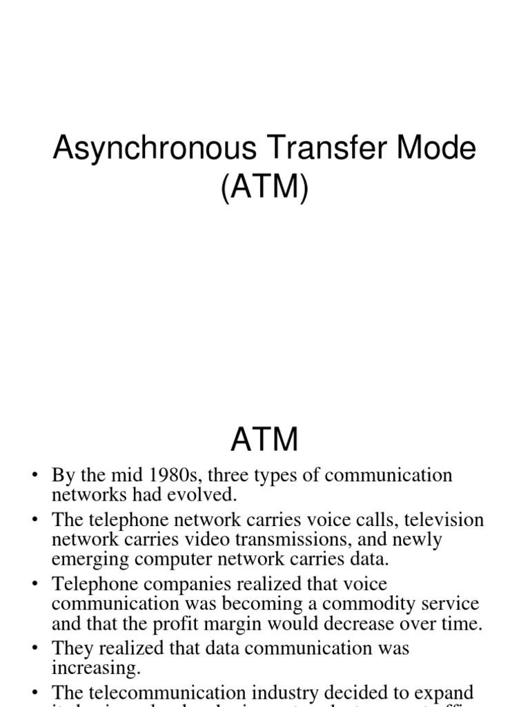 Atm (Asynchronous Transfer Mode) | PDF | Asynchronous Transfer Mode | Computer Network