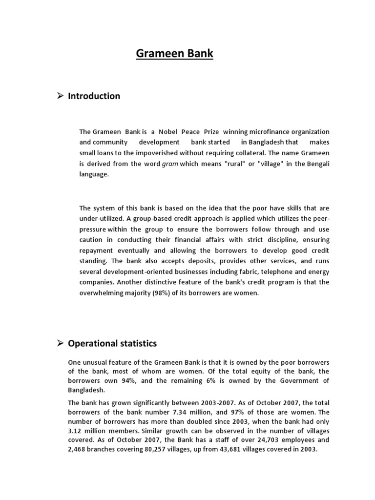 Grameen Bank: A Microfinance Model | PDF | Microfinance | Grameen Bank