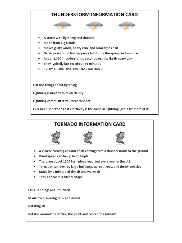 Storm Information Cards | PDF