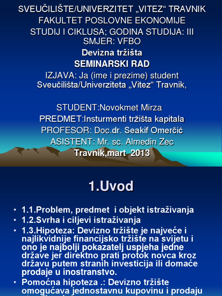 Instrumenti Tržišta Kapitala Seminarski - Devizno Tržište | PDF