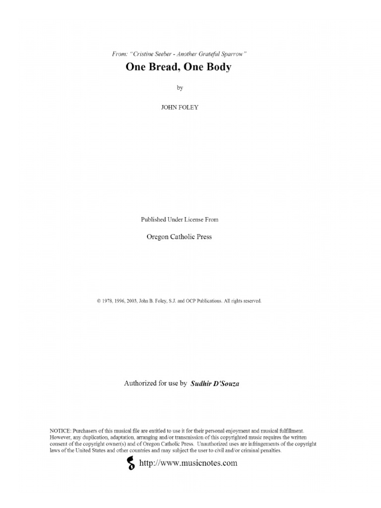 One Bread One Body | PDF