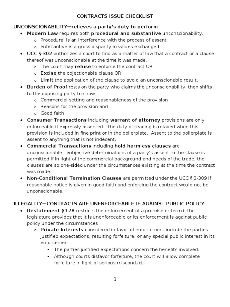 Contracts Checklist | PDF