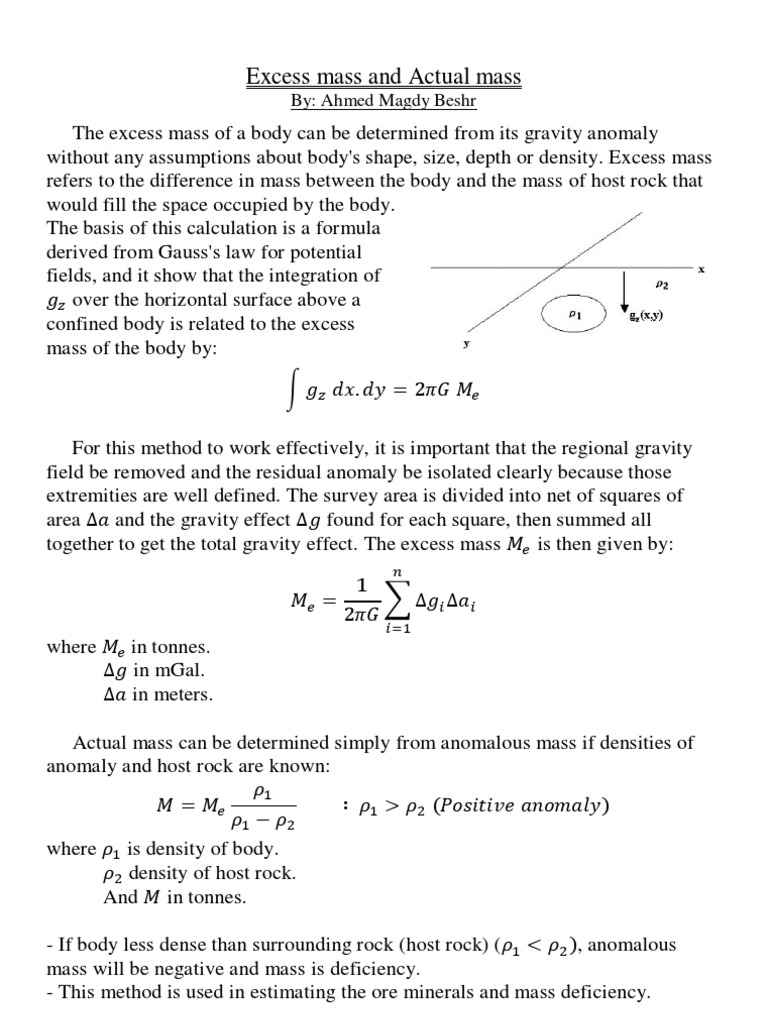 Excess Mass and Actual Mass | PDF