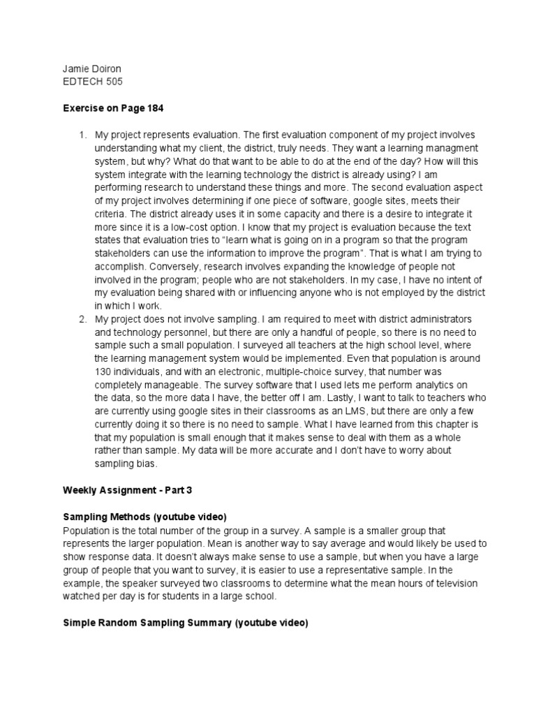 EDTECH505 Chapter8 | PDF | Sampling (Statistics) | Bias Of An Estimator