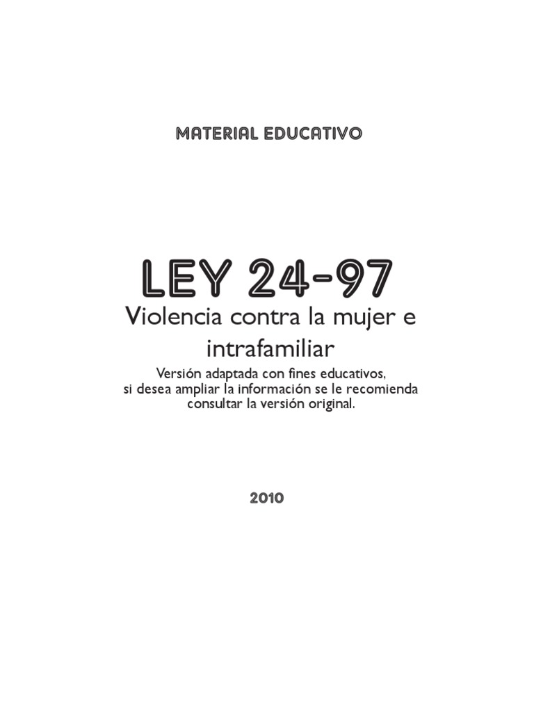 Ley 24-97 - Violencia Contra La Mujer y La Familia | PDF | La violencia ...