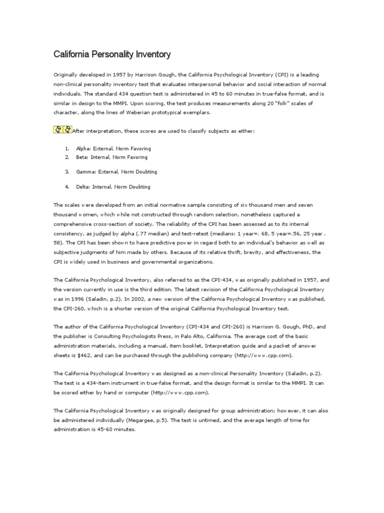 California Personality Inventory | PDF | Behavioural Sciences ...
