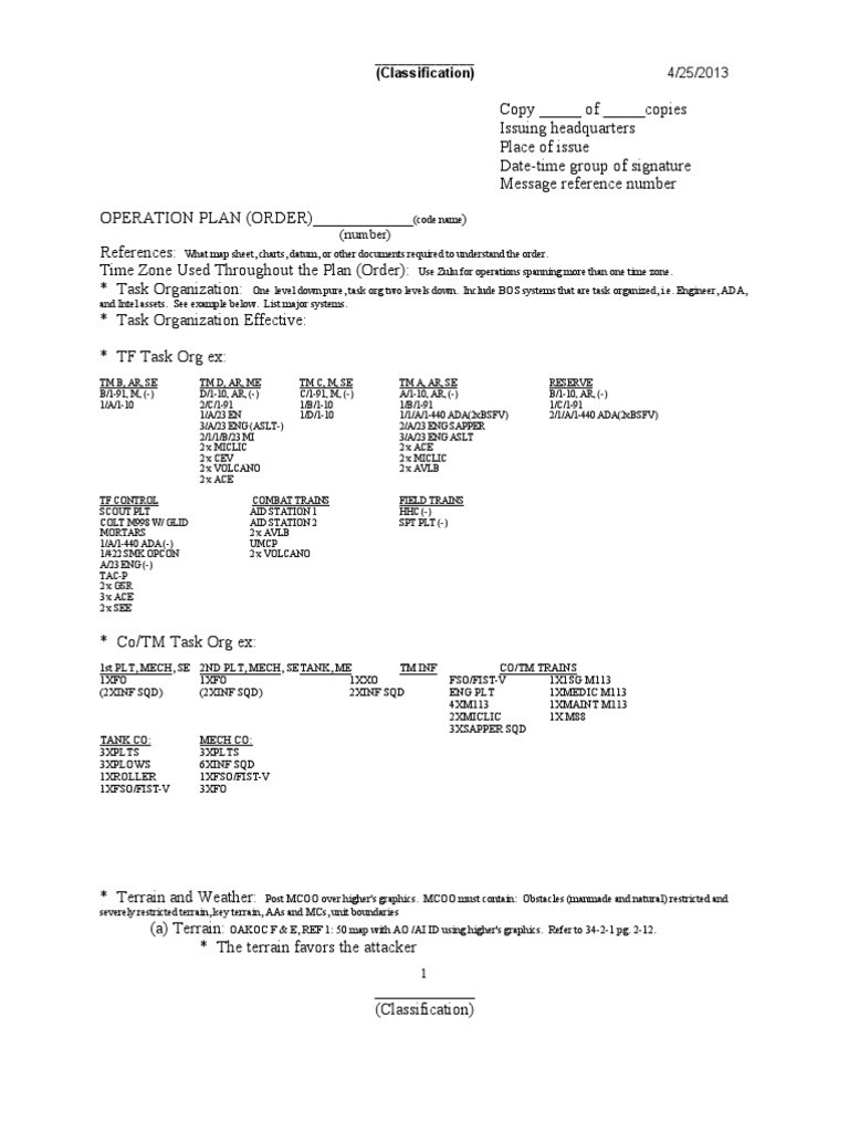 Opord Format Template