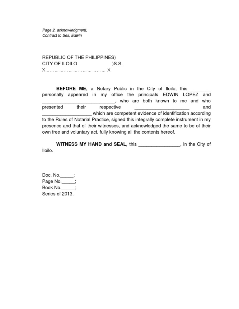 Notarized Contract Acknowledgment Form | PDF